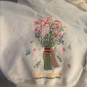 Tops | Dandy Worldwide Gift Giving Hoodie With Floral Embroidery | Poshmark